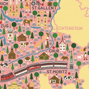 Switzerland Map - Etsy