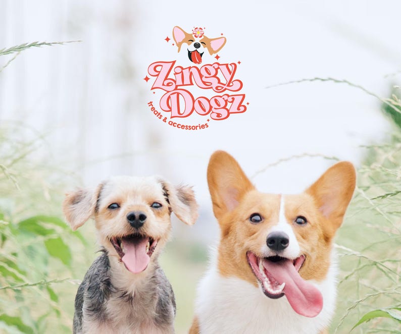 Retro Dog Business Branding Kit: Logo, Submarks, Social Icons, Business ...