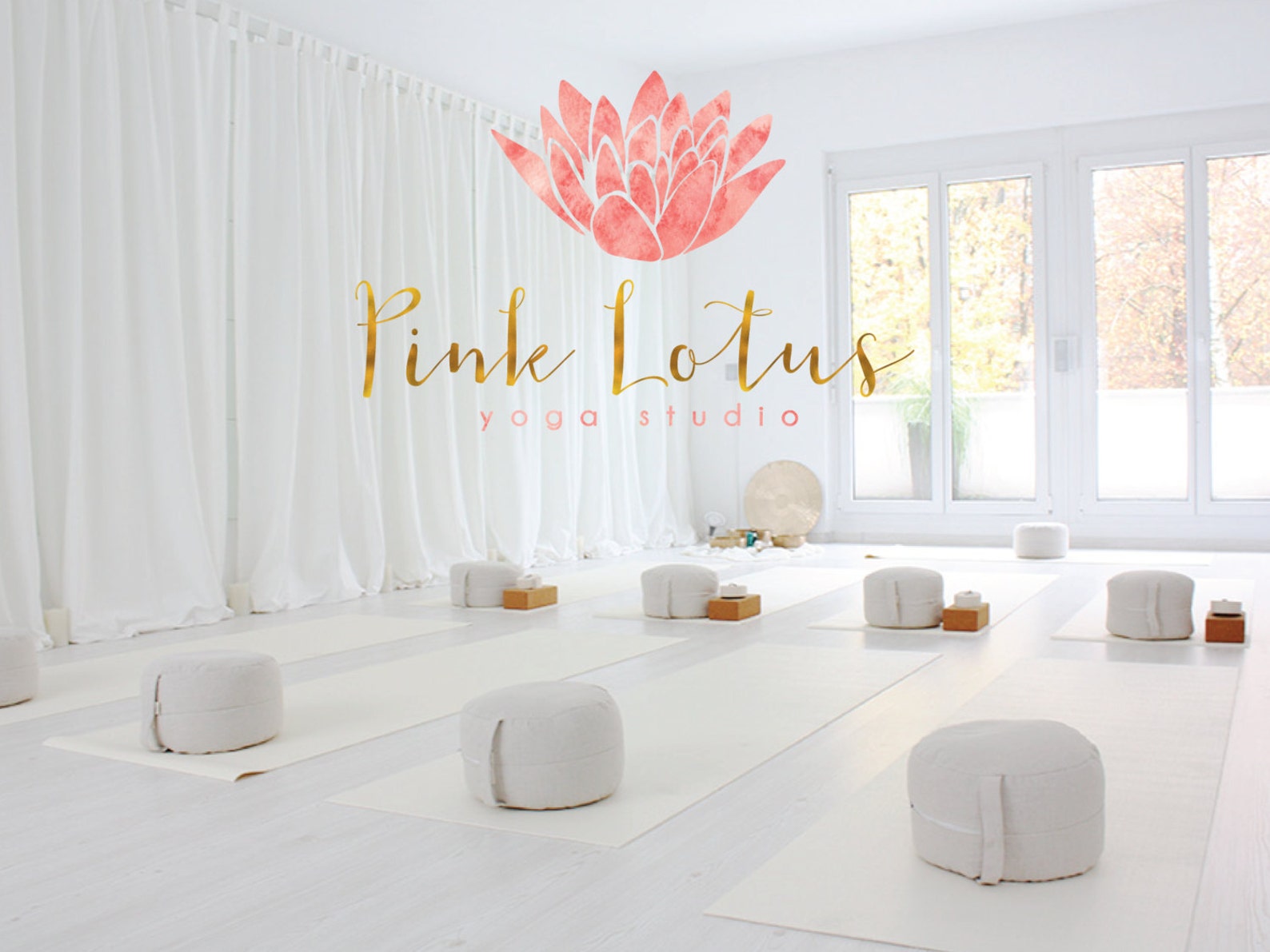 Watercolor Lotus Logo Design: Yoga Studio Branding (digital Download ...