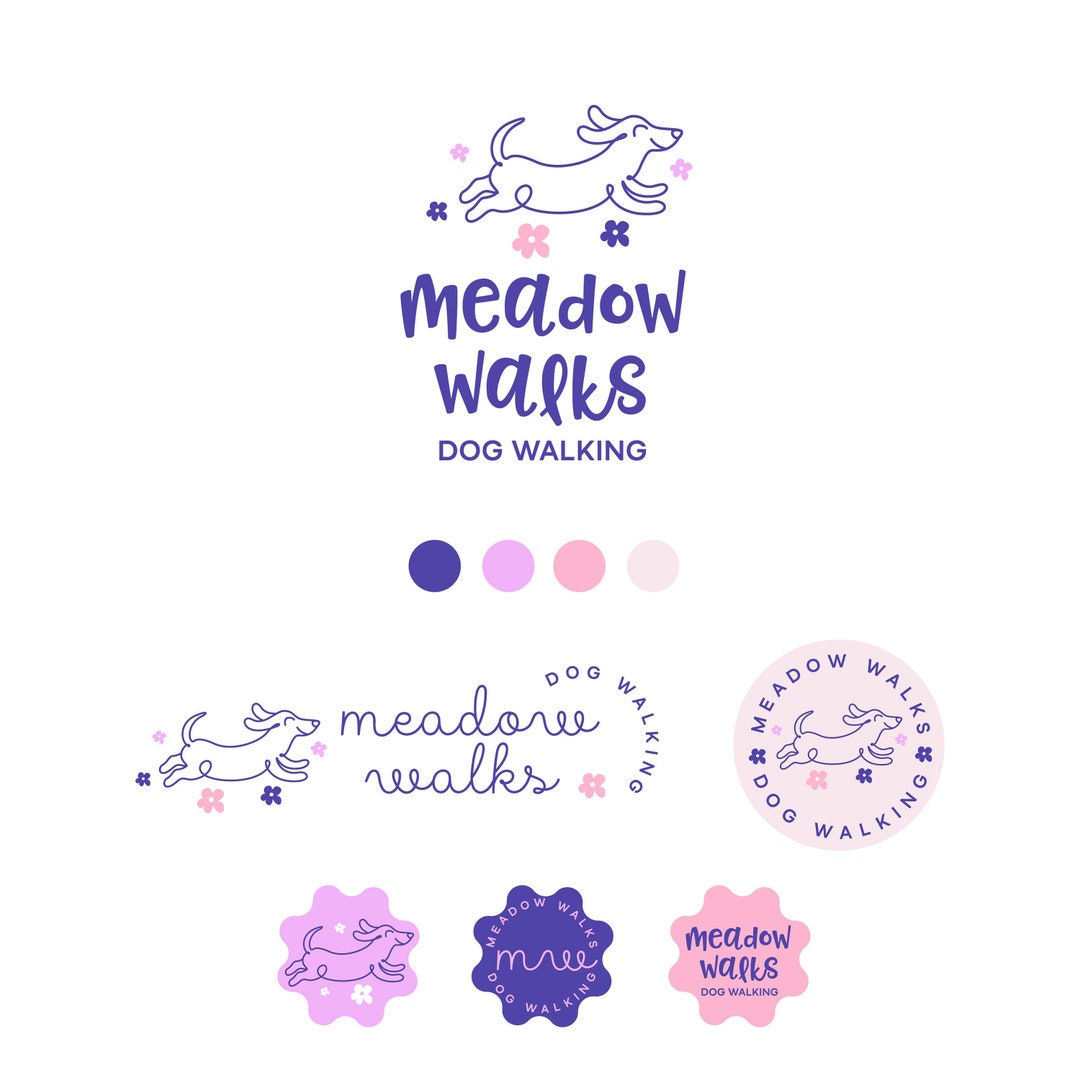 Unique Dog Walking Logo Design, Pet Sitting Logo Branding Kit, Premium ...