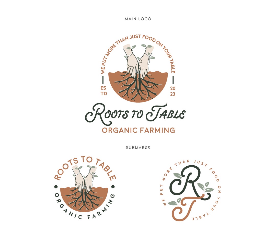 Unique Farming Gardening Cultivating Logo Design, Roots Plants Logo ...