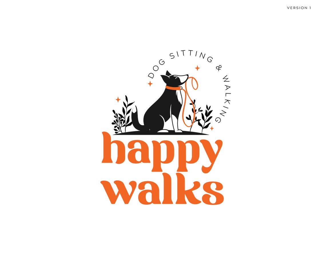 Pet Sitting Dog Walking Logo Design Dog With Leash Logo - Etsy UK