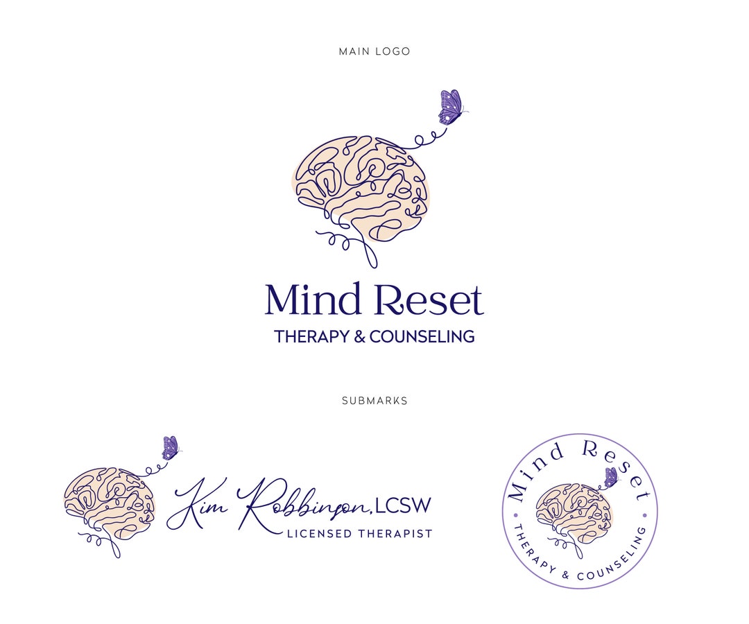 Brain Counseling Therapy Psychology Logo, Mind Heart Psychologist Logo ...