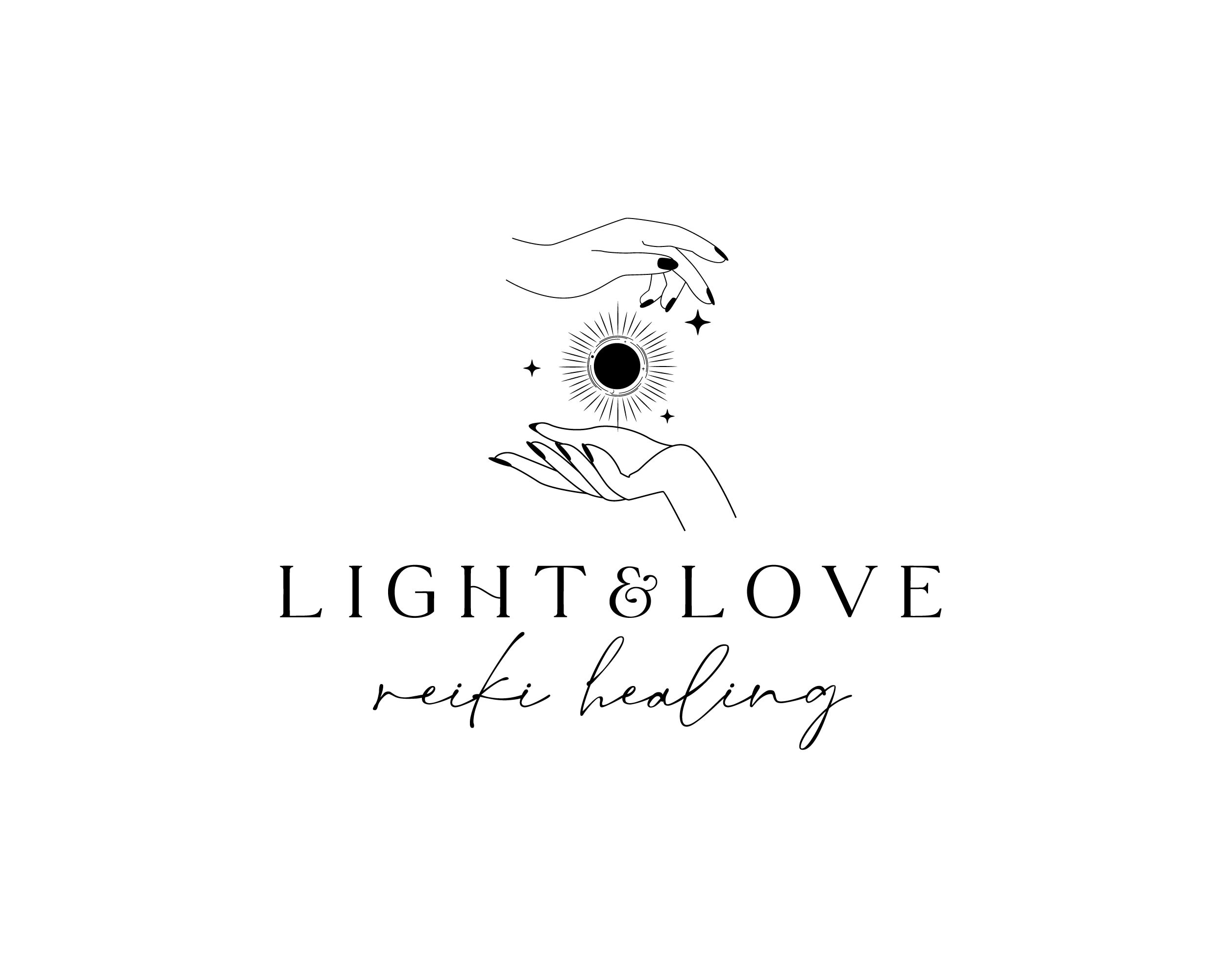 Logotipo de Reiki de manos celestiales, marca de logotipo de terapia de ...