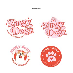 Dog Pet Retro Groovy Logo Design | Dog Corgi Treats Logo | Dog Beds ...