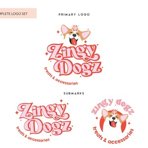 Retro Dog Business Branding Kit: Logo, Submarks, Social Icons, Business ...