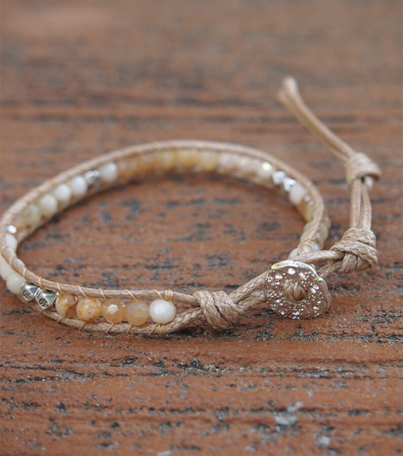 Sand beach Stone mix Crystal Beaded mix Single Wrap bracelet | Etsy