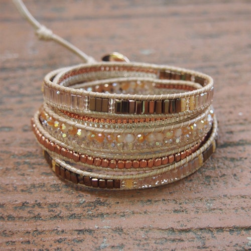5 Times Wrap Bracelet White Crystal Beaded Mix Boho Etsy Uk