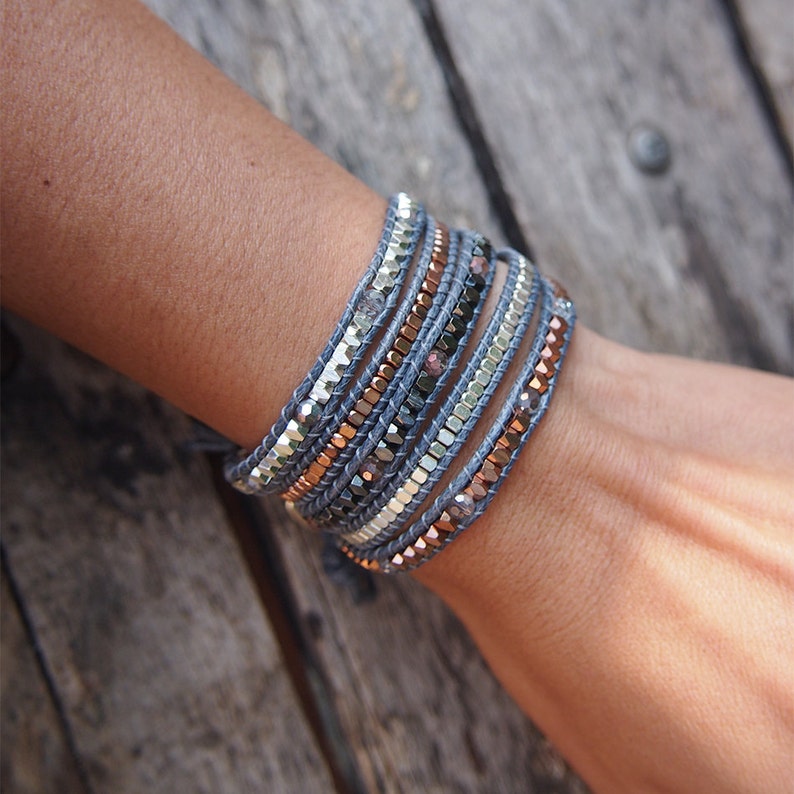 Plated Metal Beaded Mix Wrap Bracelet Boho Bracelet Bohemian Etsy Canada