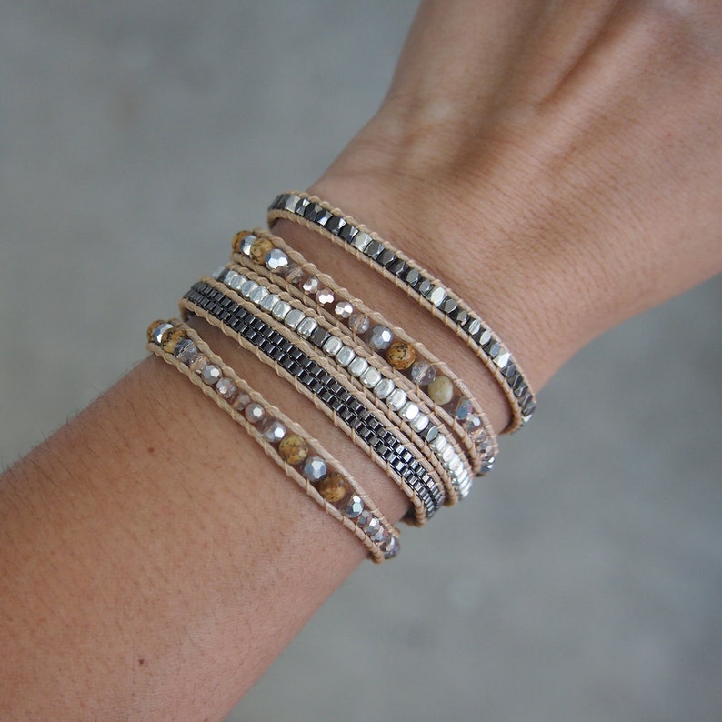 Jasper Mix Multi Strand Bracelet Stackable Bracelet Boho - Etsy