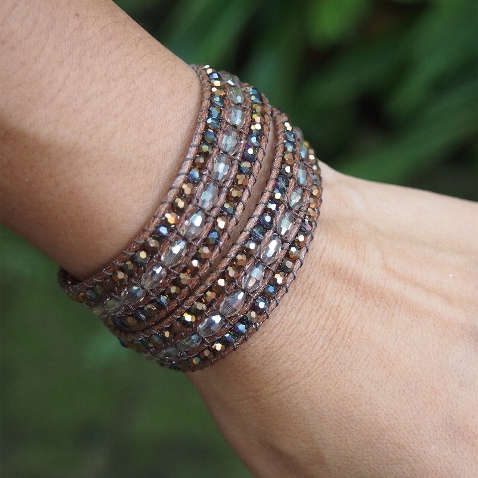 Double Wrap Bracelet With Crystal Bohemian Bracelet Beadwork | Etsy