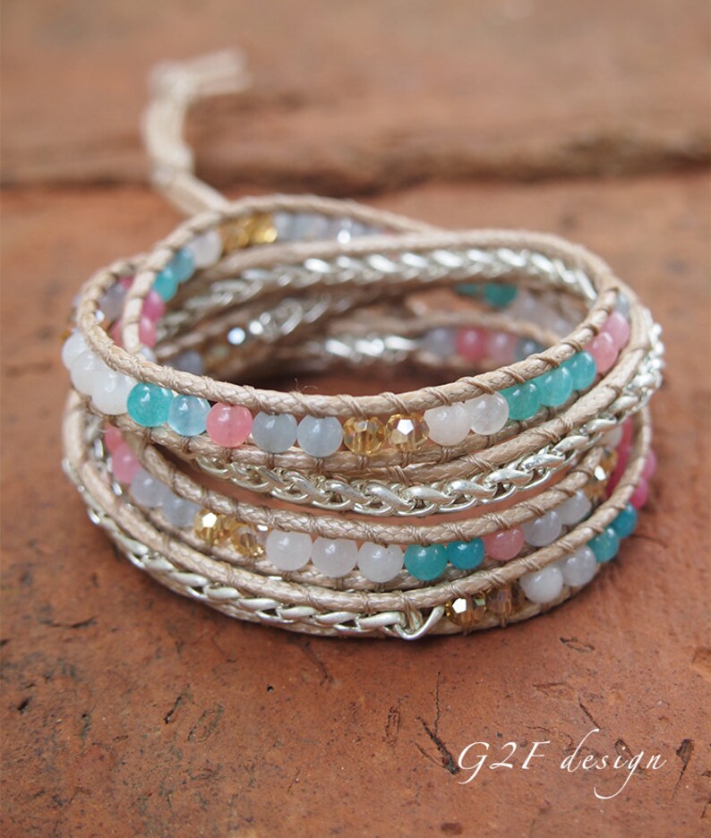 5 Times Wrap Bracelet With Multi Color Stone Boho Bracelet Etsy
