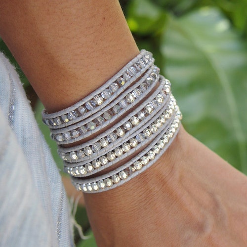 5 Times Wrap Bracelet Purple Crystal Beaded Mix Boho Etsy Norway