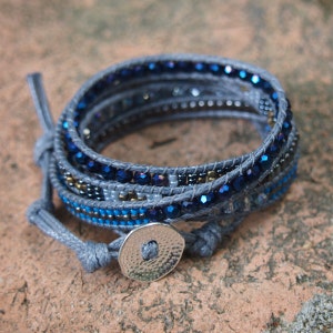 Dark Blue Mix Wrap Bracelet Boho Bracelet Bohemian Bracelet | Etsy