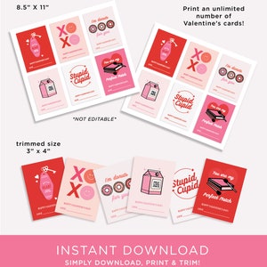 Printable Valentine's Day Cards, Instant Download - Etsy