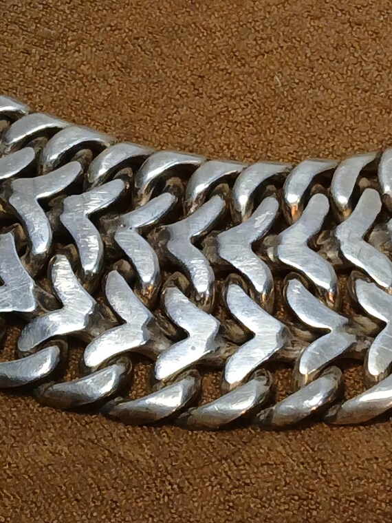 MEXICAN Taxco 980 Sterling Flat Weave Chain Choker Ne… - Gem