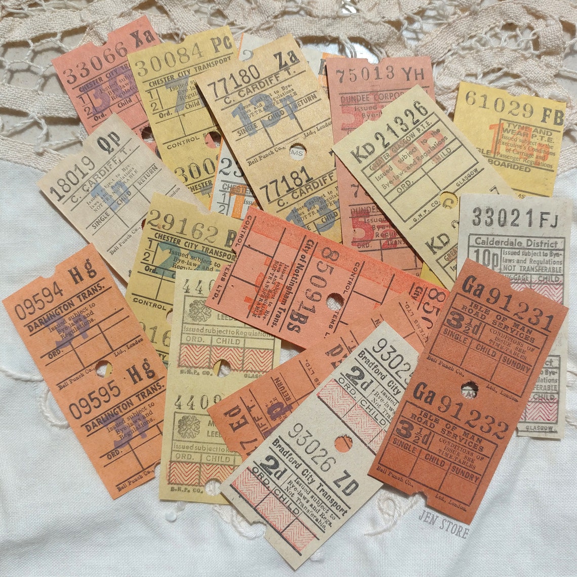 Vintage Old Bus Tickets British UK Assorted yellows & Oranges | Etsy