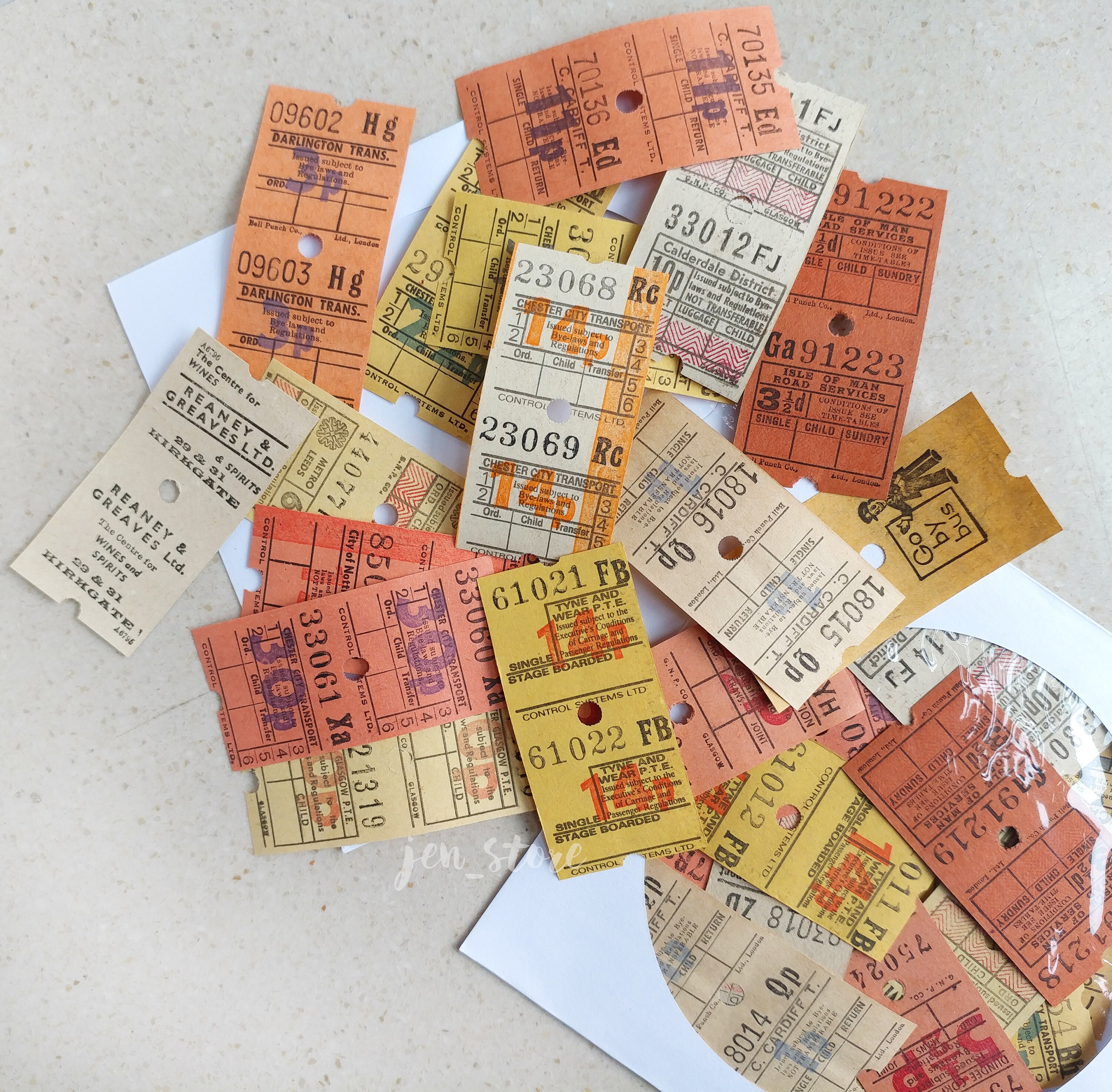vintage-old-bus-tickets-british-uk-assorted-yellows-oranges-etsy