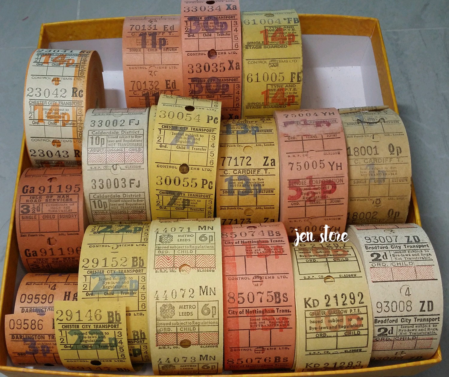 Vintage Old Bus Tickets British UK Assorted Yellows & Oranges - Collage ...