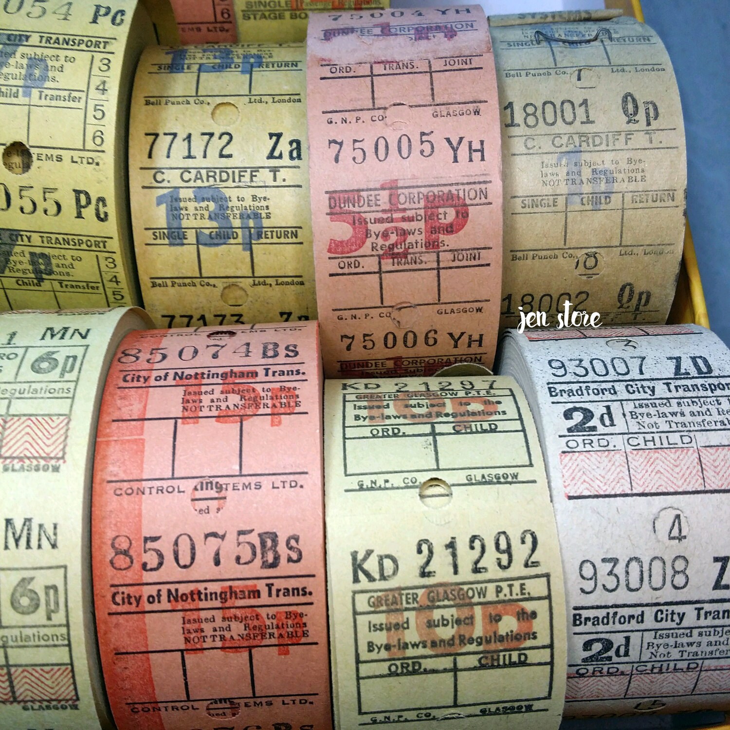 Vintage Old Bus Tickets British UK Assorted yellows & Oranges | Etsy