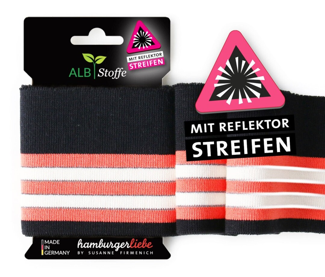 Cuff Me Reflector Safety 4 Black Orange Reflective Striped Organic ...