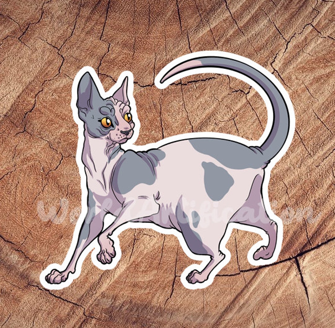 Spotted Sphynx Cat Sticker, Waterproof Stickers, Laminated Stickers ...
