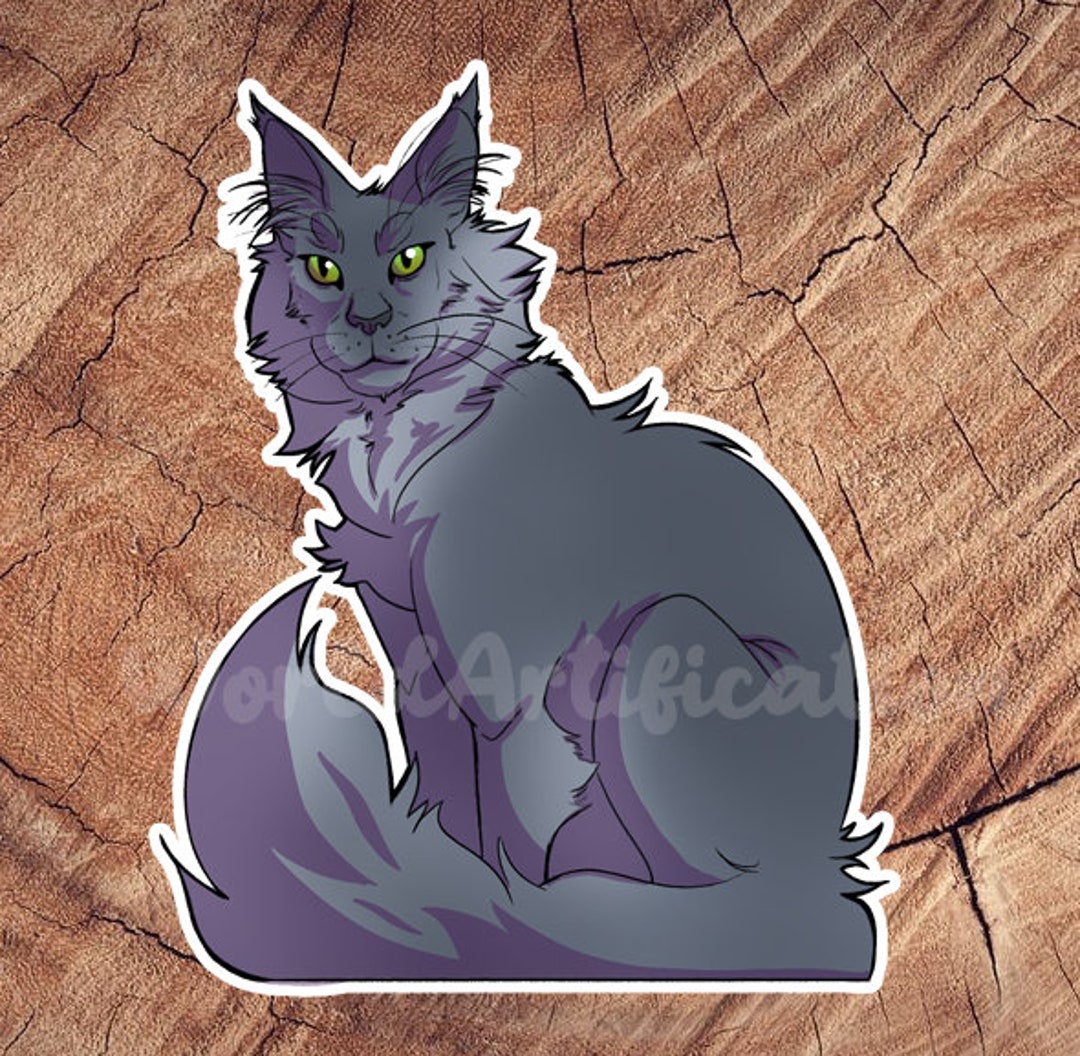 Blue Smokey Maine Coon Cat Sticker, Waterproof Stickers, Laminated ...