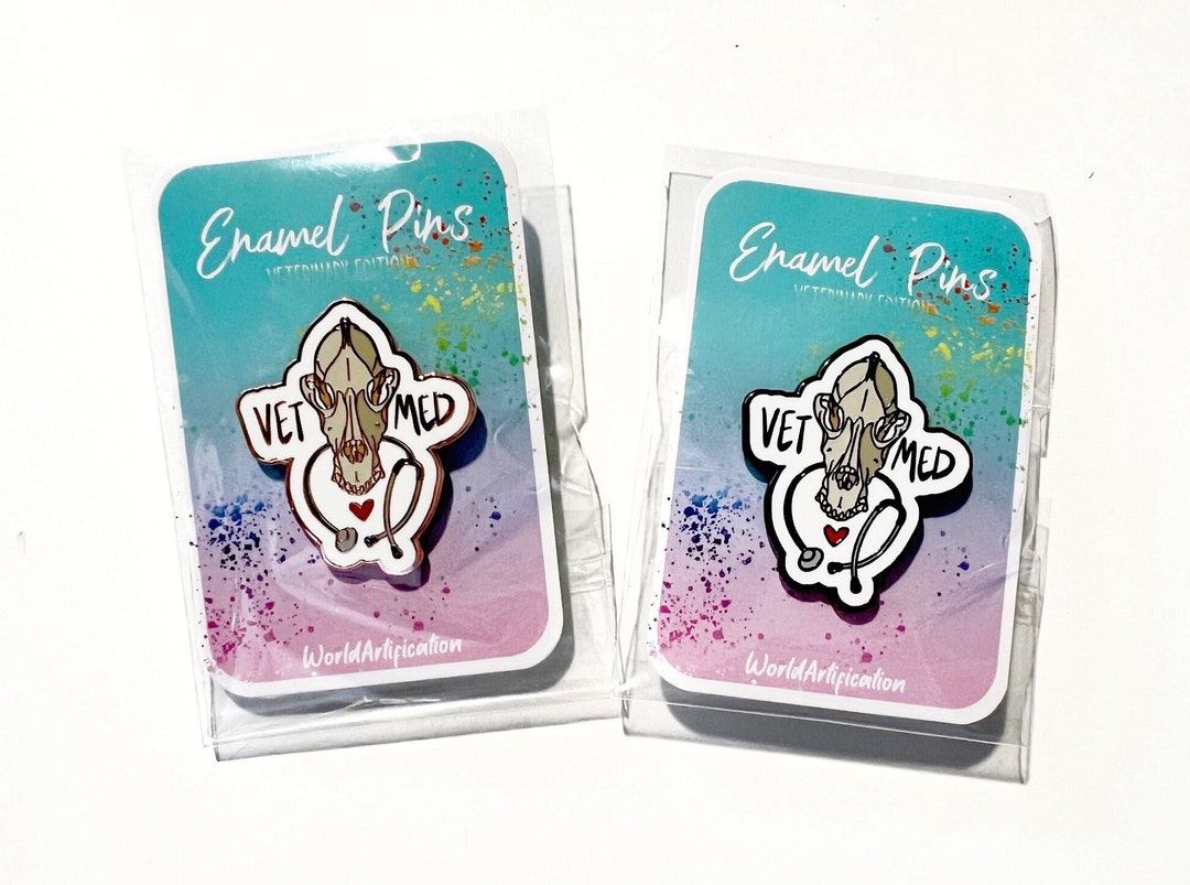 Vet Med Skull Enamel Pin, Vet Tech Enamel Pin, Vet Tech Gift, Skull ...
