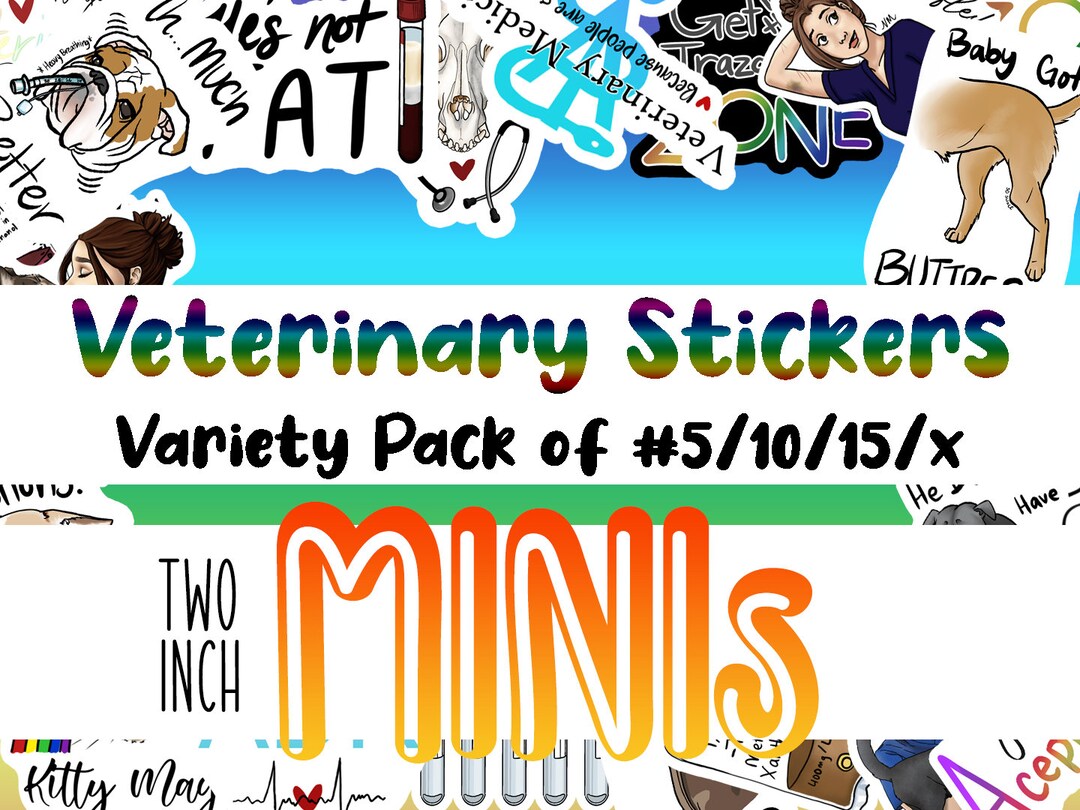Veterinary Variety Sticker Minis Pack, Laminated Stickers, for Animal ...