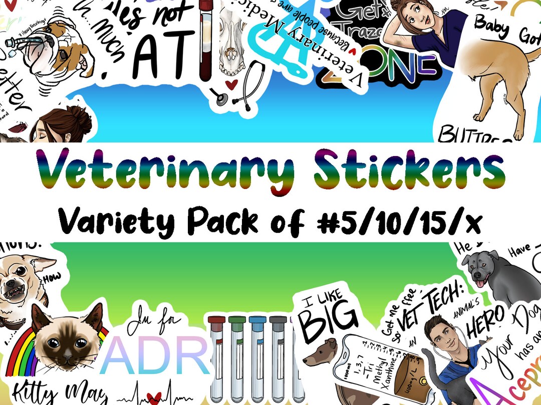 Veterinary Variety Sticker Pack, Laminated Stickers, for Animal Lovers ...