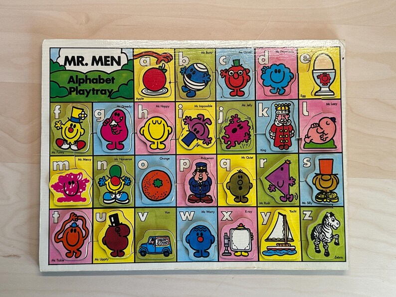 Vintage Mr. Men Wooden Alphabet Puzzle - 1980s Playtray - Etsy
