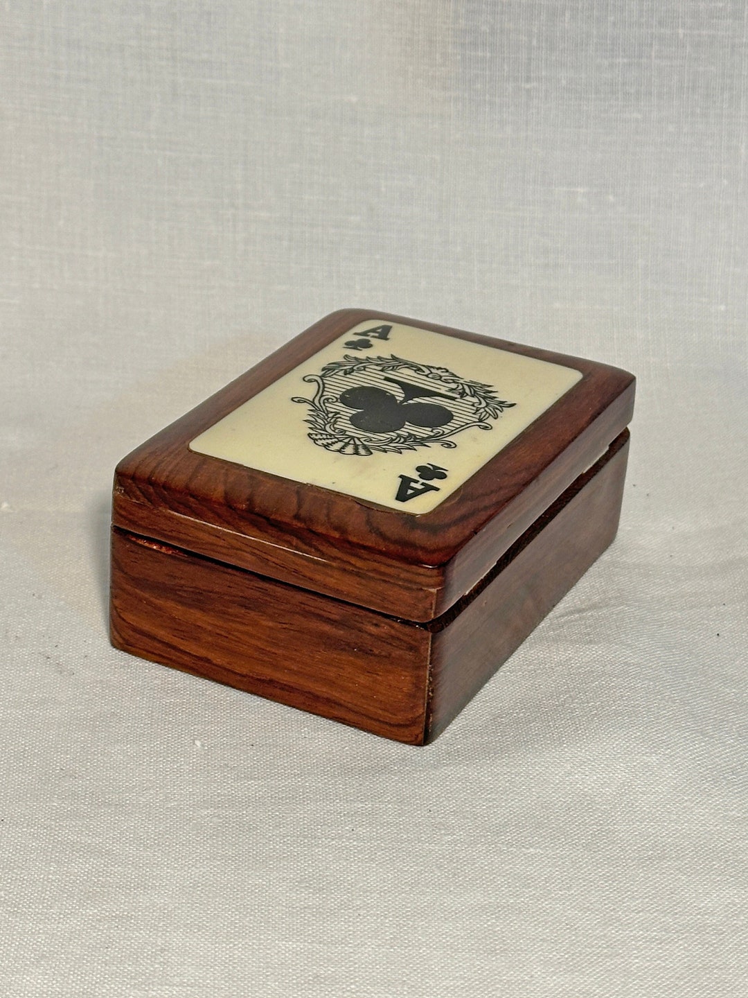 Vintage Playing Card Wooden Storage Box for One Deck of Cards, Trinket ...