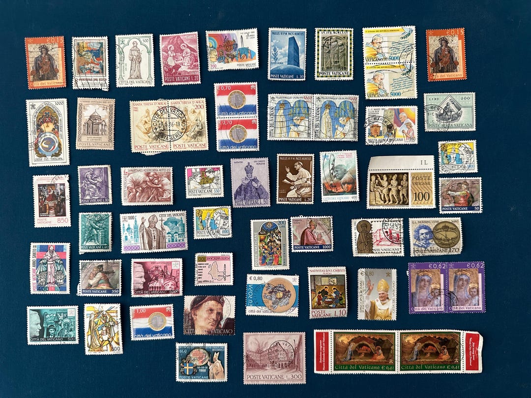 50 Vatican Postage Stamps, All Different, Vintage 1960s-2000s, Catholic ...