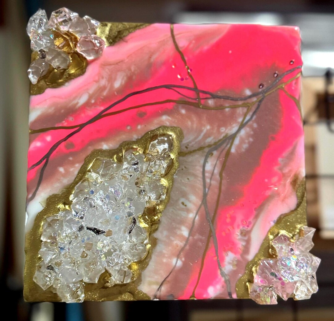 Resin Geode Art 8×8 Inches Hot Pink - Etsy