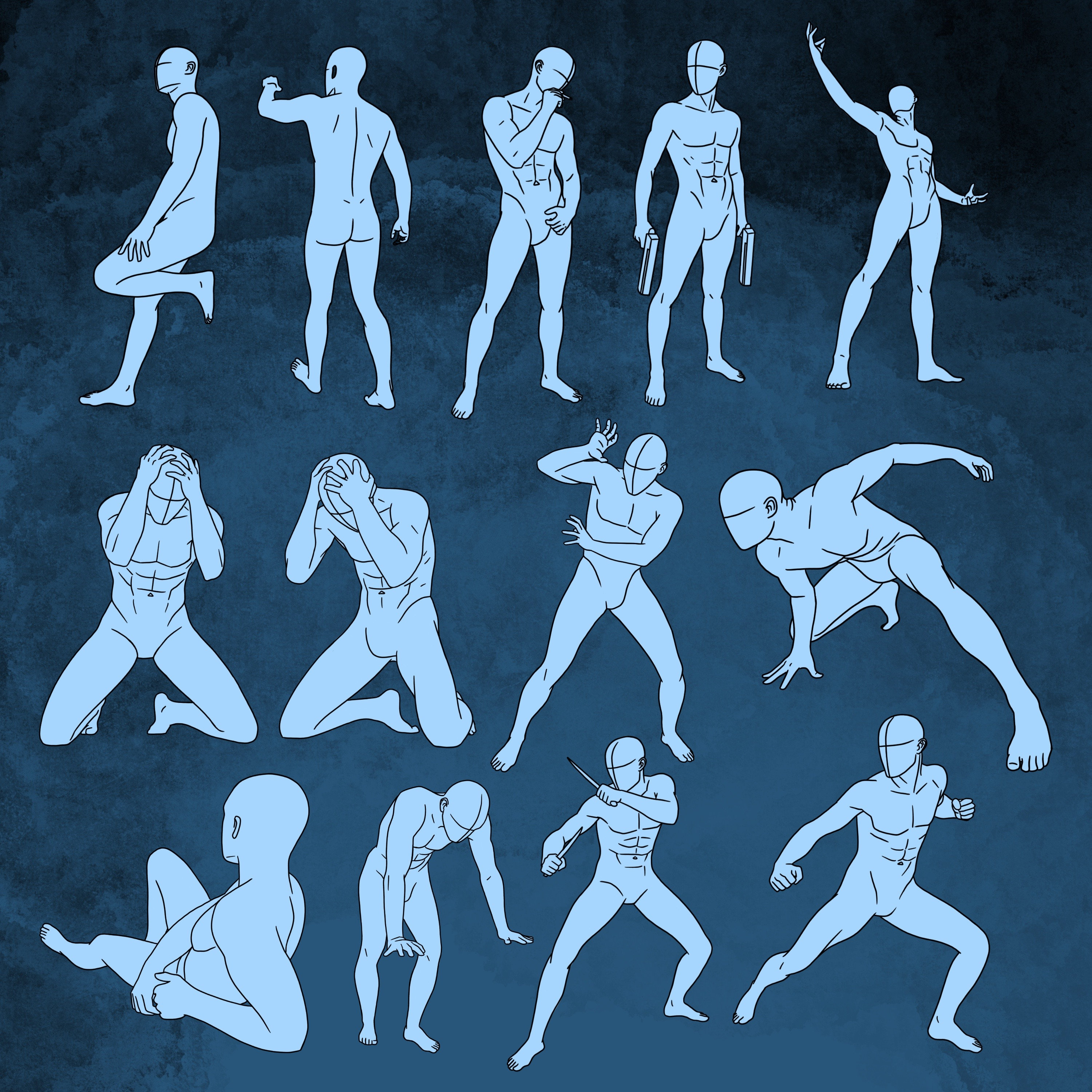 Male Body Poses Procreate Stamps Dynamic Male Pose Stamps - Etsy