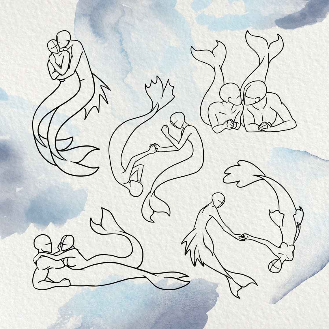 28 Mermaid Reference PNG and JPEG Files, Dynamic Mermaid Clipart ...