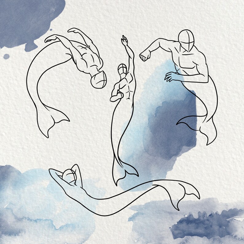 28 Mermaid Reference PNG and JPEG Files, Dynamic Mermaid Clipart ...
