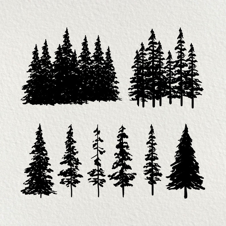 20 Ink Trees Stamps for Procreate, Trees Procreate Stamps, Procreate ...