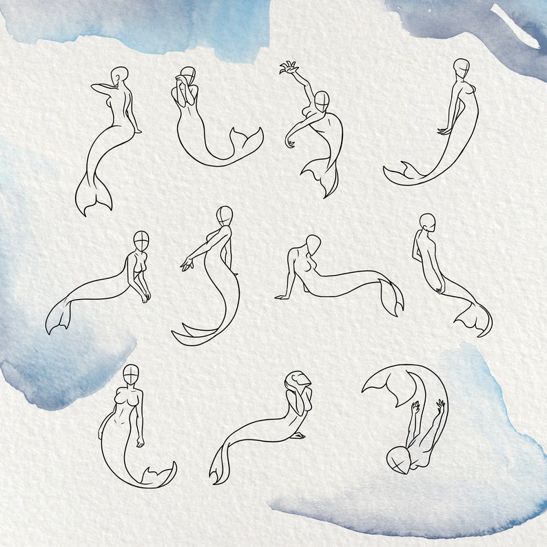 28 Mermaid Reference PNG and JPEG Files, Dynamic Mermaid Clipart ...