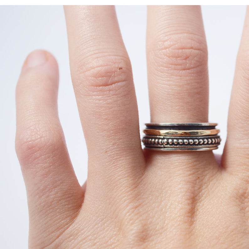 Spinning Ring. Silver and Gold Ring.1 Gold Filled - Etsy