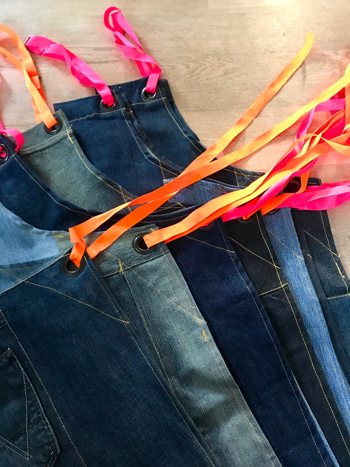 Denim Apron, Recycled Jeans Apron, Patchwork , Barista Apron , Workshop ...