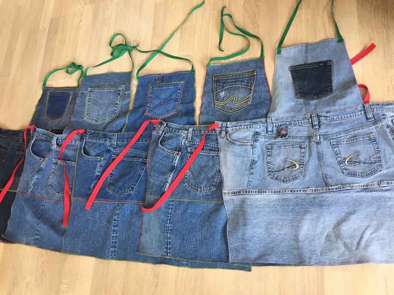 Custom Made Denim Cooking/working Apron Made of Recycled Jeans ...
