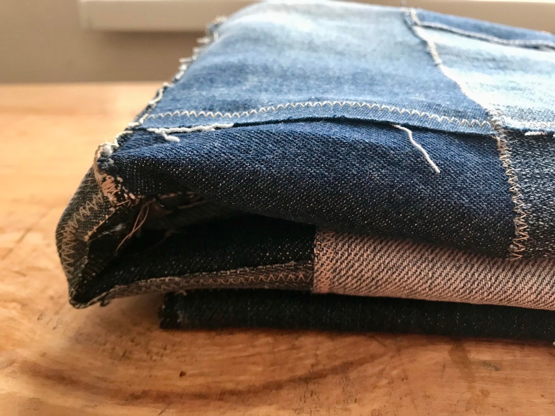 Patchwork Denim Fabric, 1 Square Meter of Handmade Denim Fabric for ...