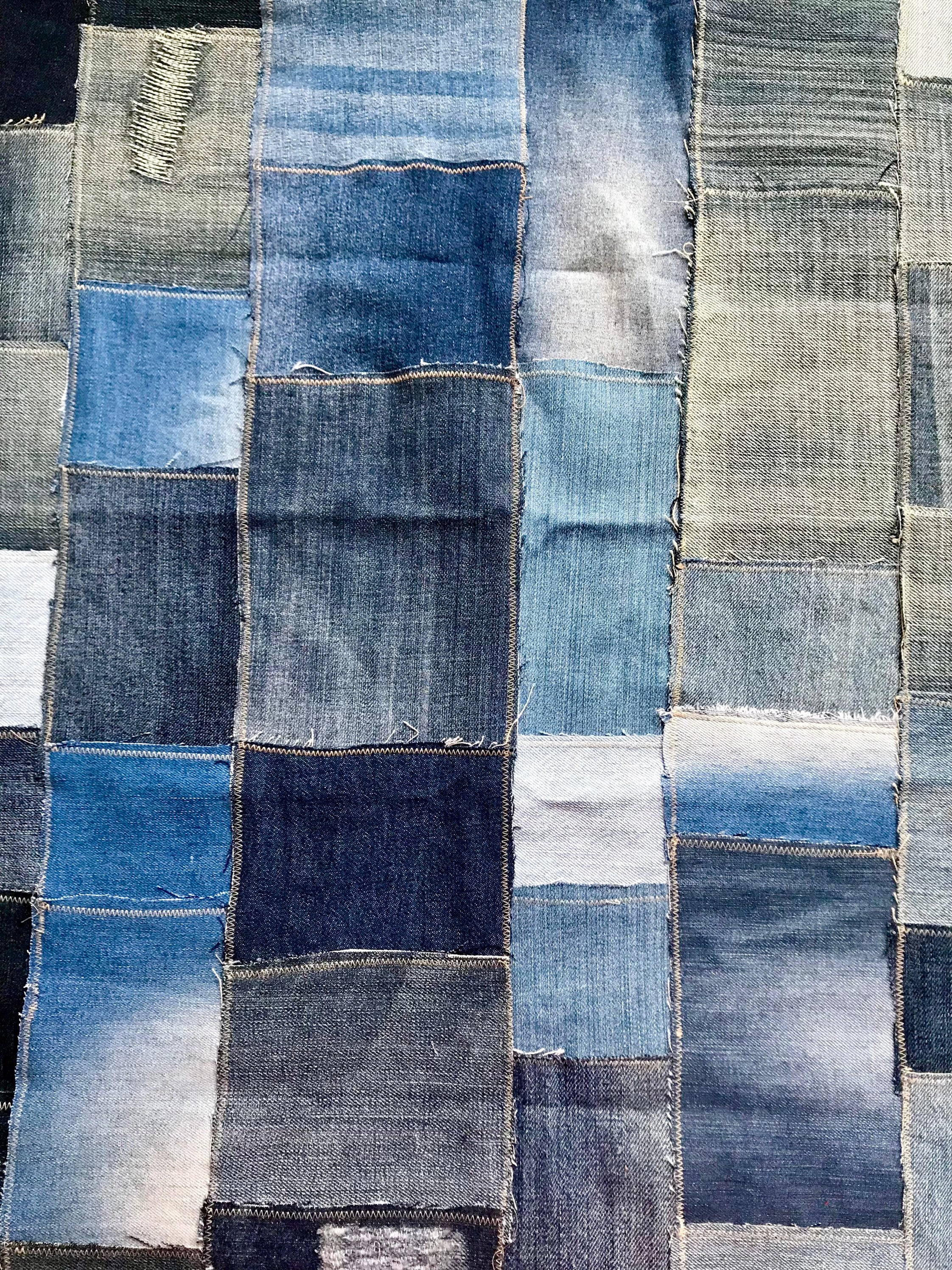 Patchwork Denim Fabric, 1 Square Meter of Handmade Denim Fabric for ...