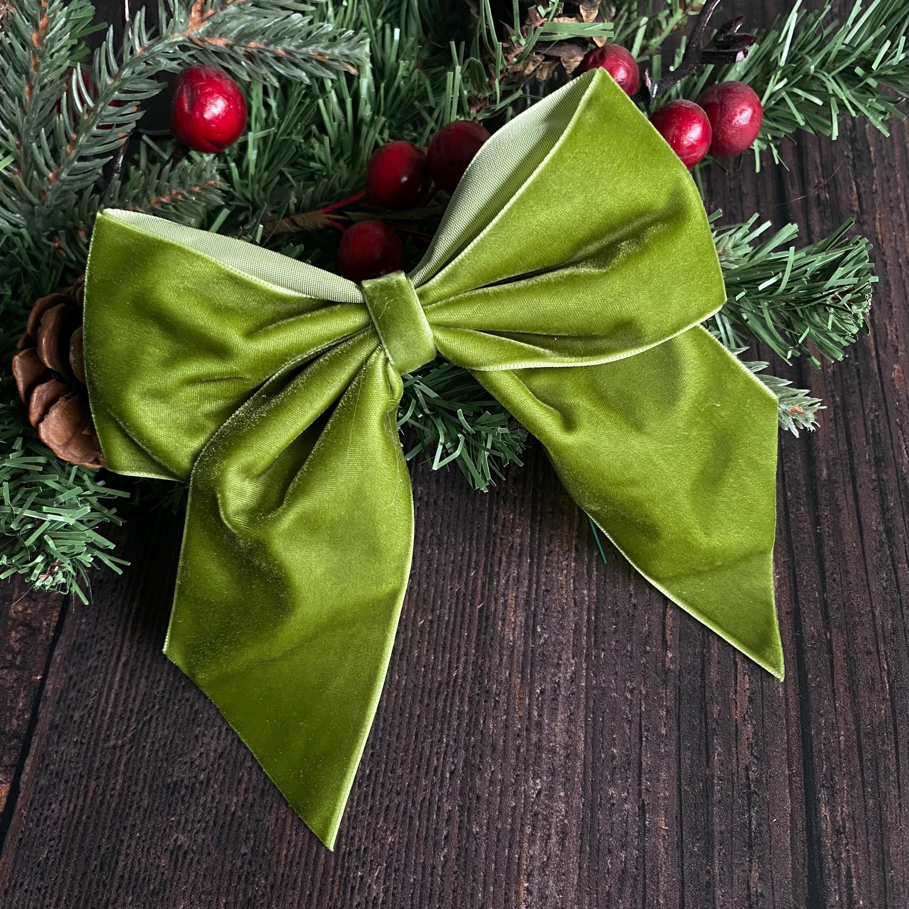 Green Velvet Christmas Tree Bows, Velvet Bows for Christmas Tree ...