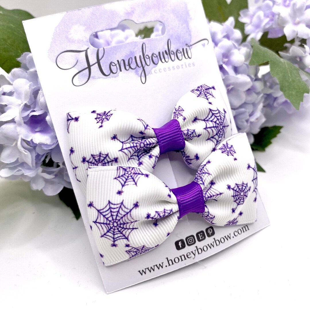 Halloween Bow, Halloween Clip, Spider Web Bow, Purple Halloween Bow ...