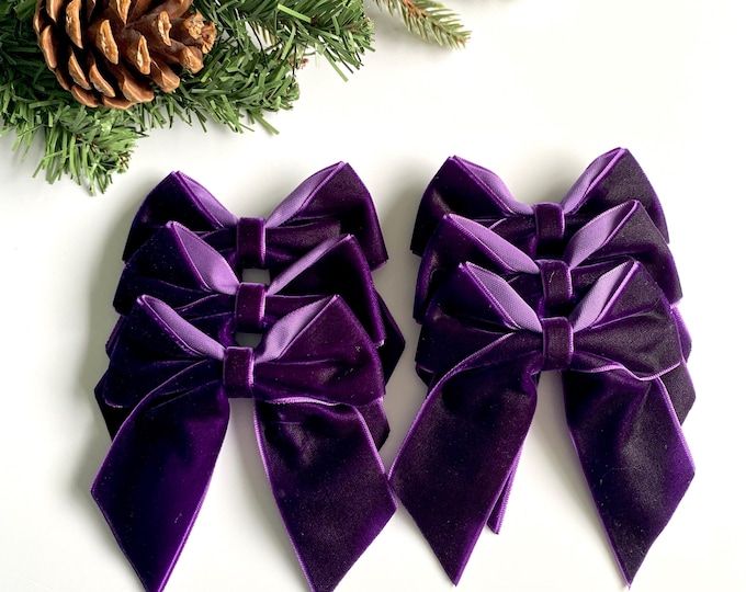 Purple Velvet Christmas Tree Bows, Velvet Bows for Christmas Tree ...
