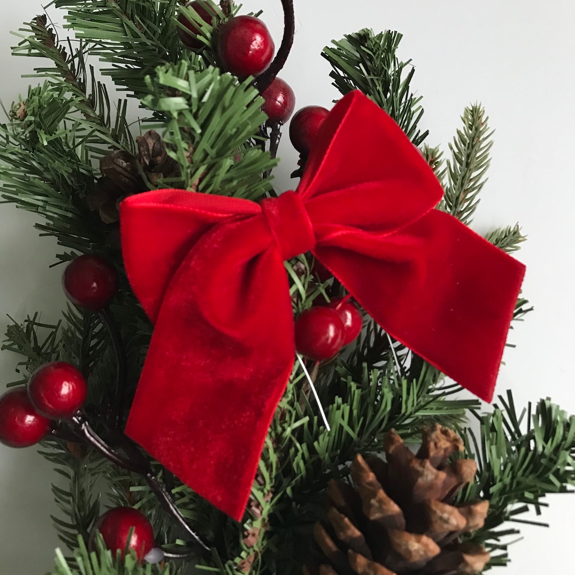 Red Velvet Christmas Tree Bows Velvet Bows For Christmas Etsy