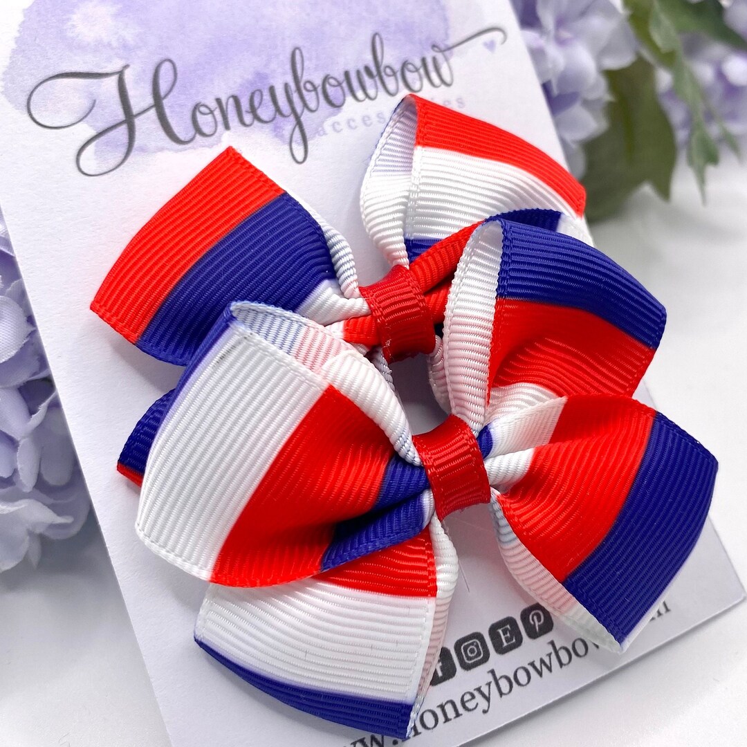 French Flag Bows, France Bow, French Hair Bow, Red Blue and White Hair ...