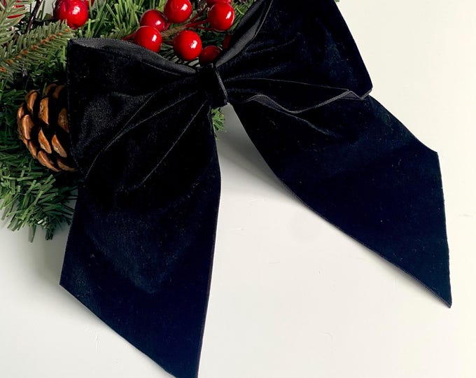 Black Velvet Christmas Tree Topper Bow: Farmhouse Decor - Etsy